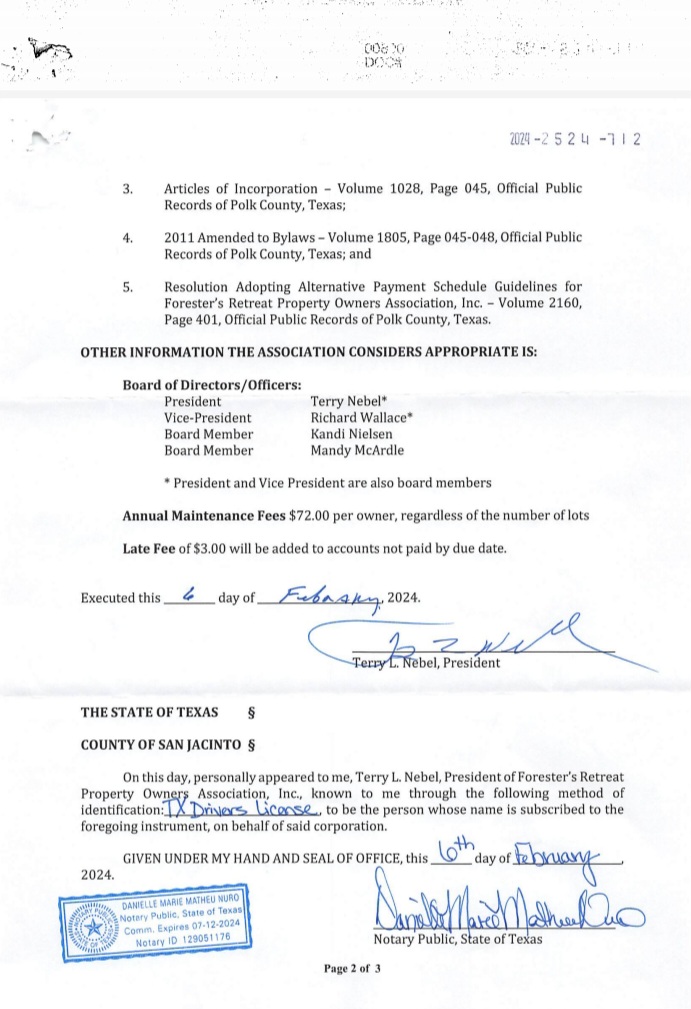 About The POA & Annual Meeting minutes. – Forester's Retreat